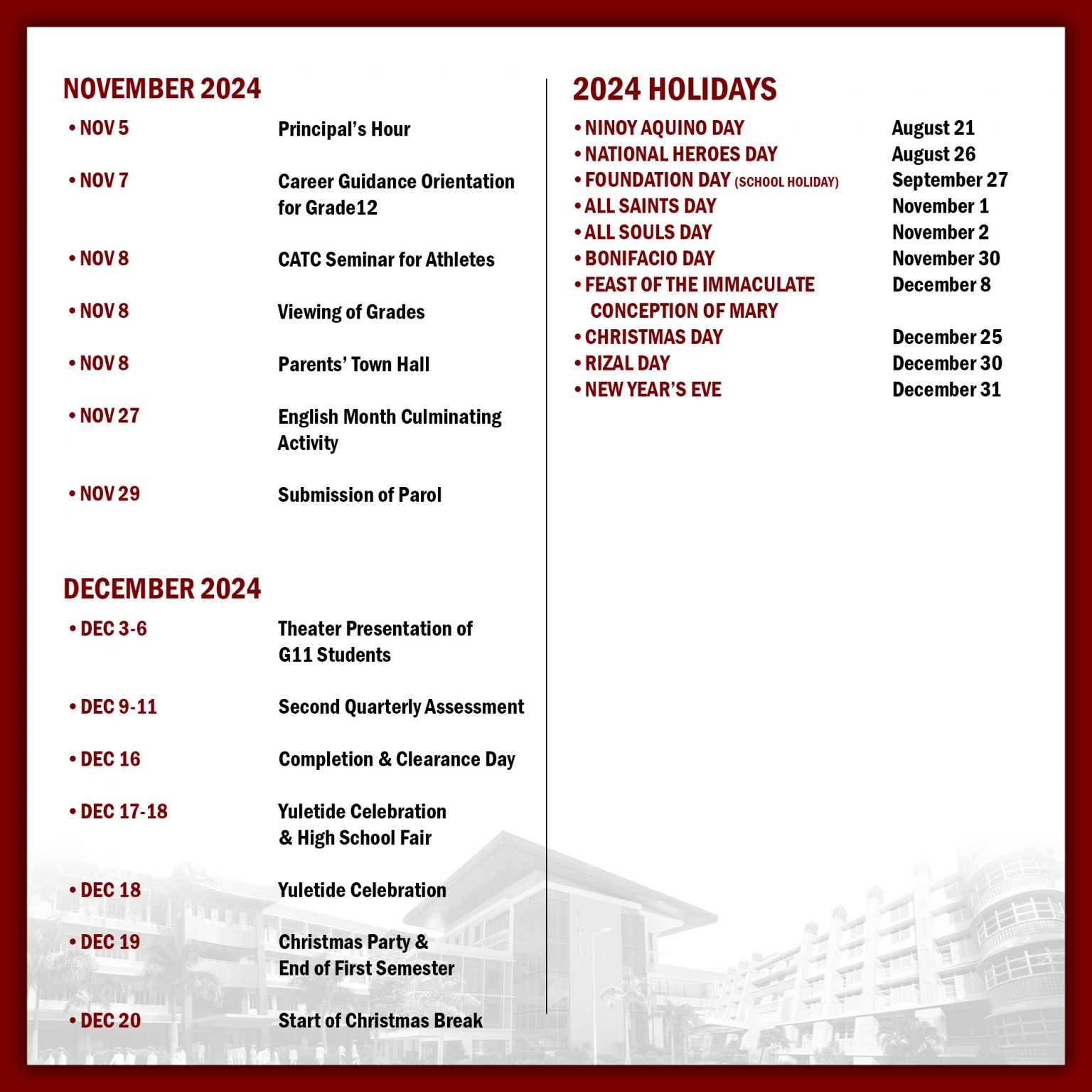 Academic Calendar - Lyceum of the Philippines University - Batangas